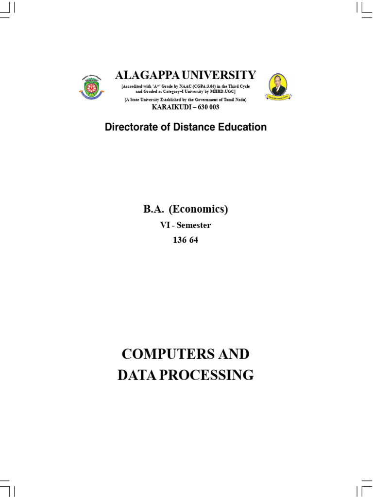 Ug - B.A. - Economics (English) - 136 64 Computers and Data Processing - 7337 | PDF | Computer ...
