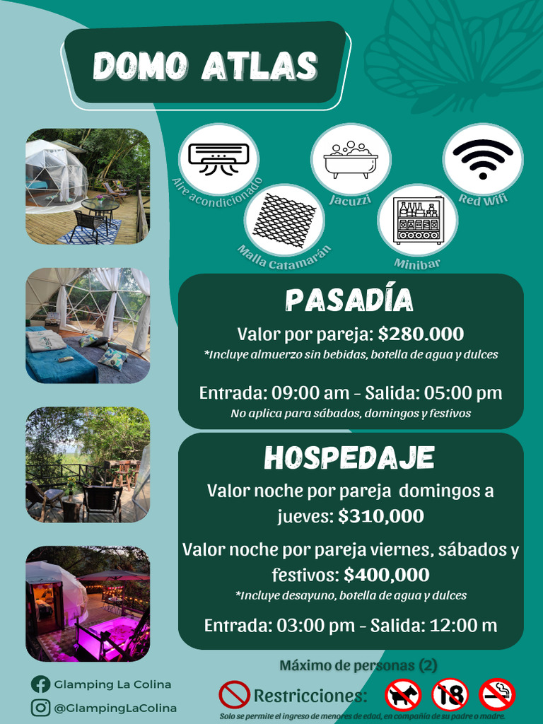 Tarifas Glamping La Colina | PDF