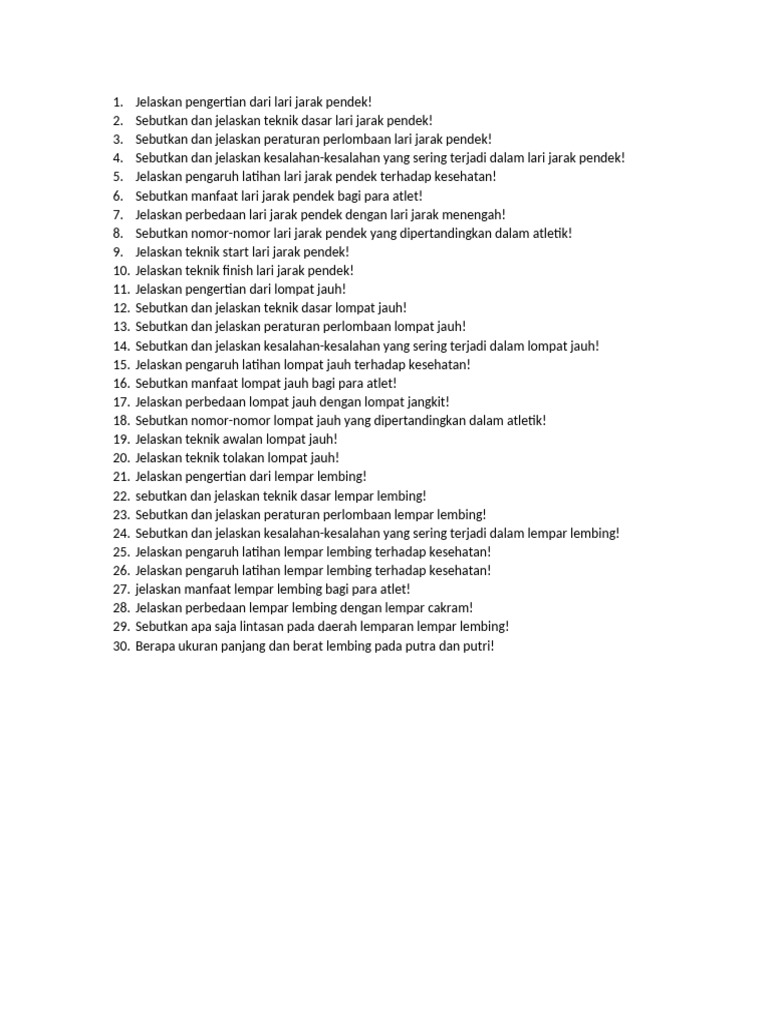 Soal Pjok Senin | PDF