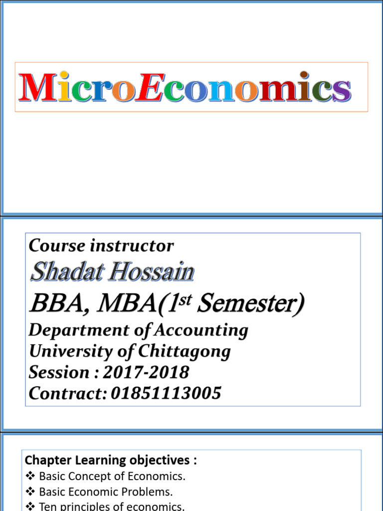 Introduction of Microeconomics (Shadat) | PDF | Macroeconomics | Economics