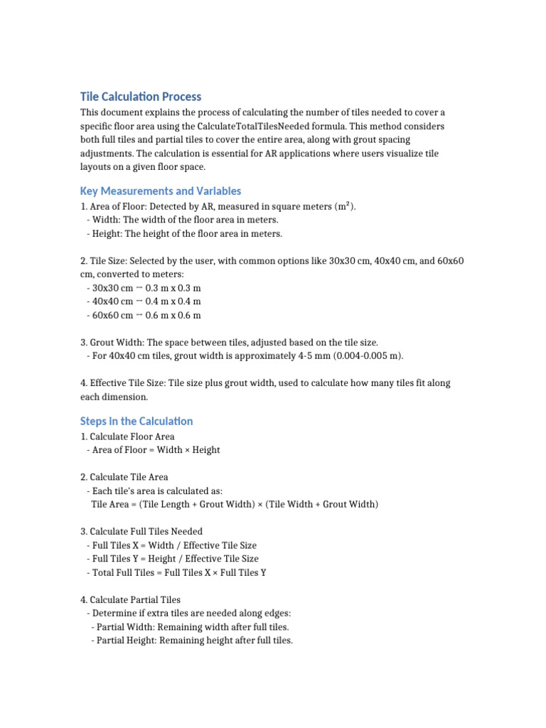 Tile Calculation for AR Floors | PDF | Length | Area