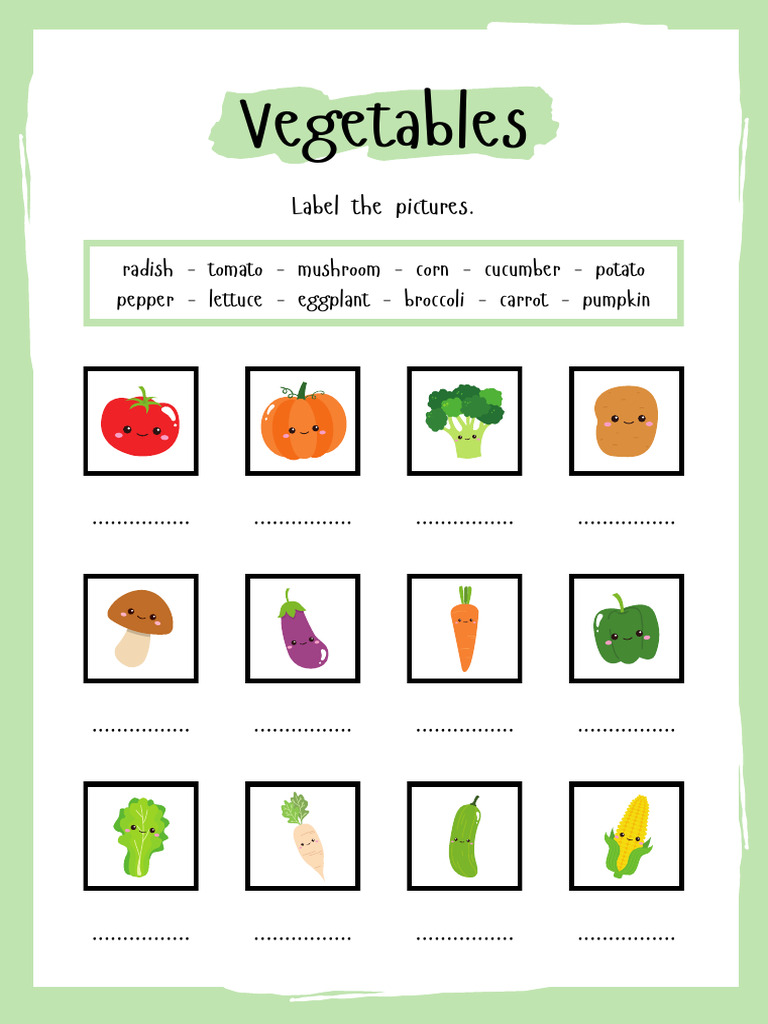 Vegetables Worksheets | PDF | Vegetables | Food And Drink