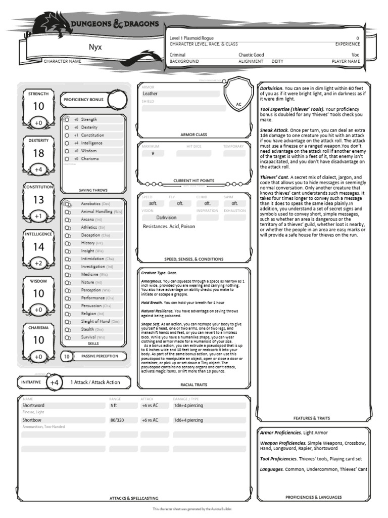 Nyx(dnd Character) | PDF