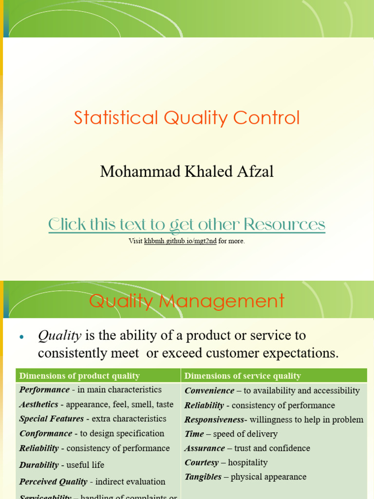 CH - 9 Statistical Process Control | PDF | Mean | Standard Deviation