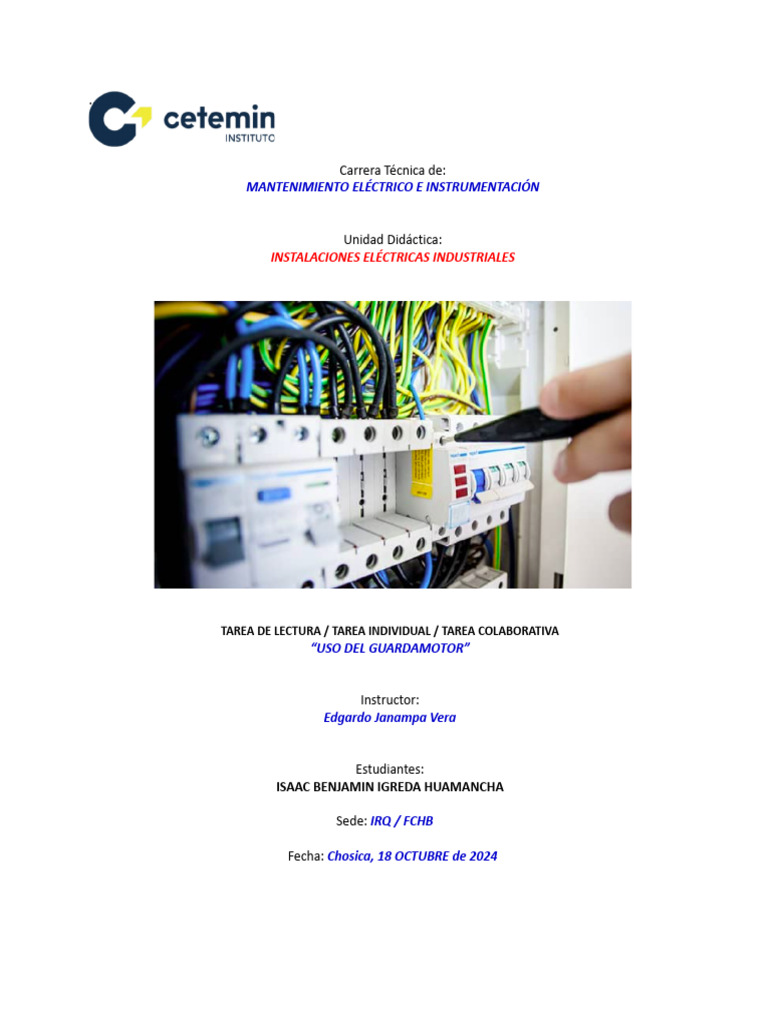 FORMATO para Tarea de INST. ELÉCT. INDUSTRIALES | PDF | Ingenieria Eléctrica | Corriente eléctrica