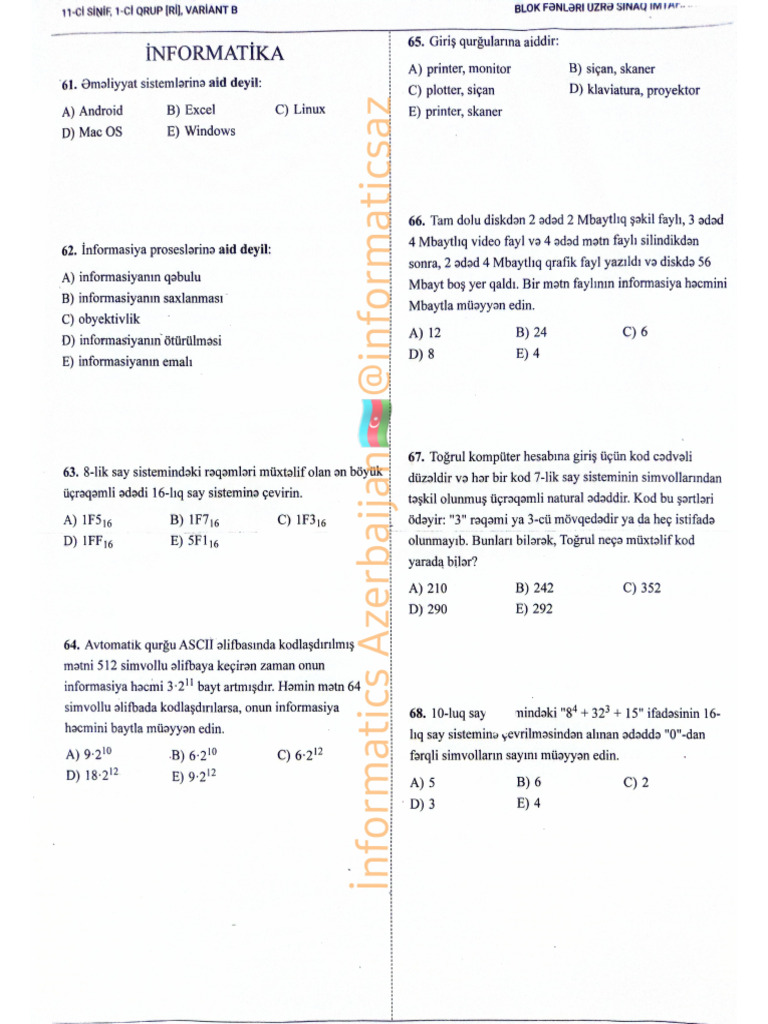 Informatika 11 Sinif Kainat Otk 27.10.24 | PDF