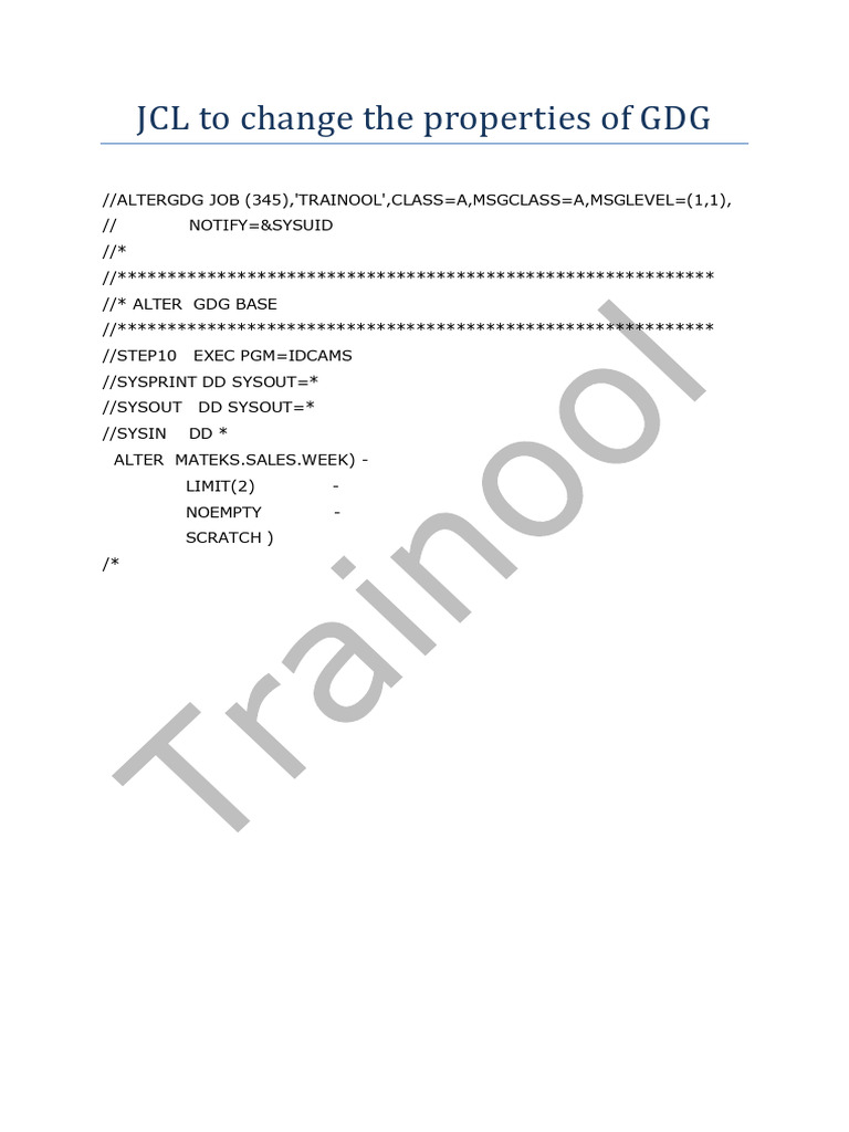 JCL To Alter The Properties of GDG | PDF