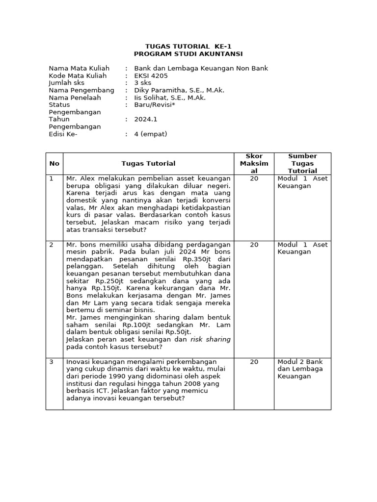Tugas Tutorial Ke 1 - 2024.1 | PDF