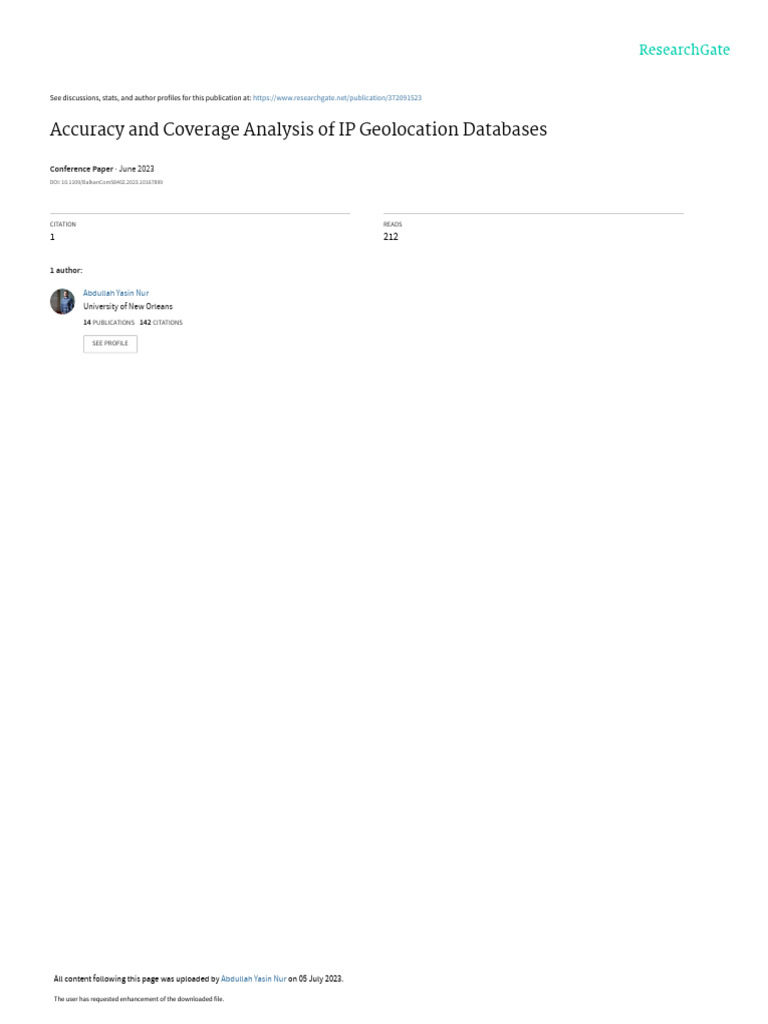 Accuracy and Coverage Analysis of IP Geolocation | PDF | Computer Network | Internet