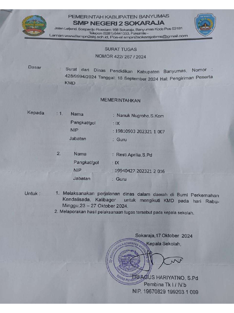 Surat Tugas KMD | PDF