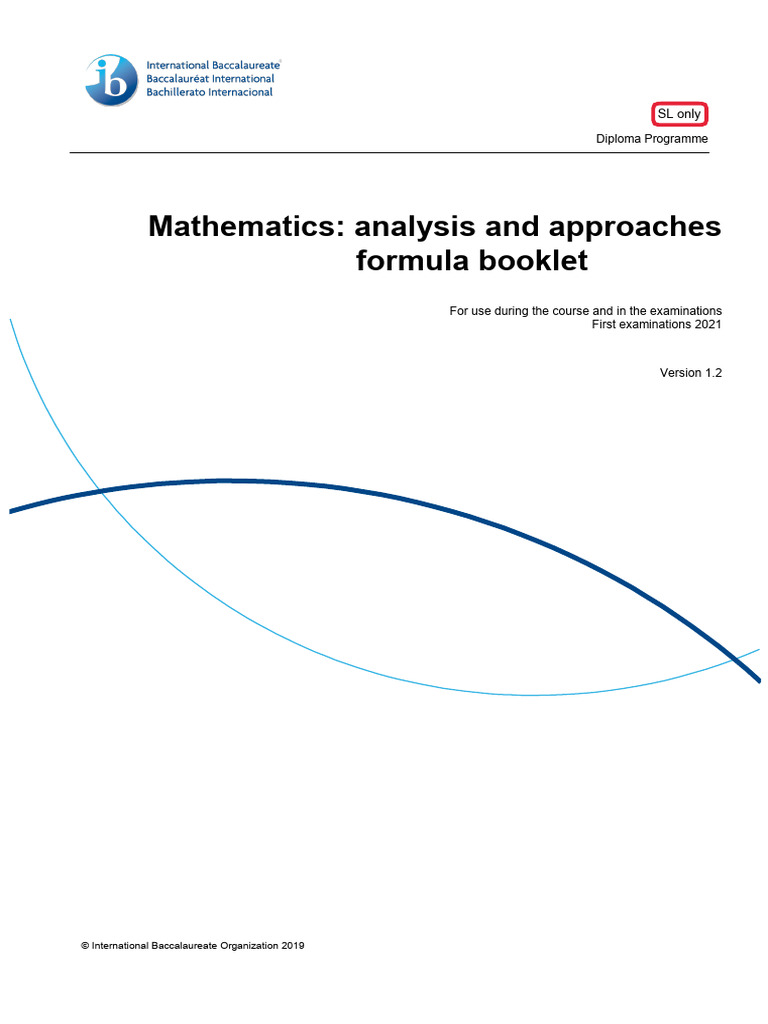 IB Formula Booklet - SL Only | PDF | Area | Trigonometric Functions