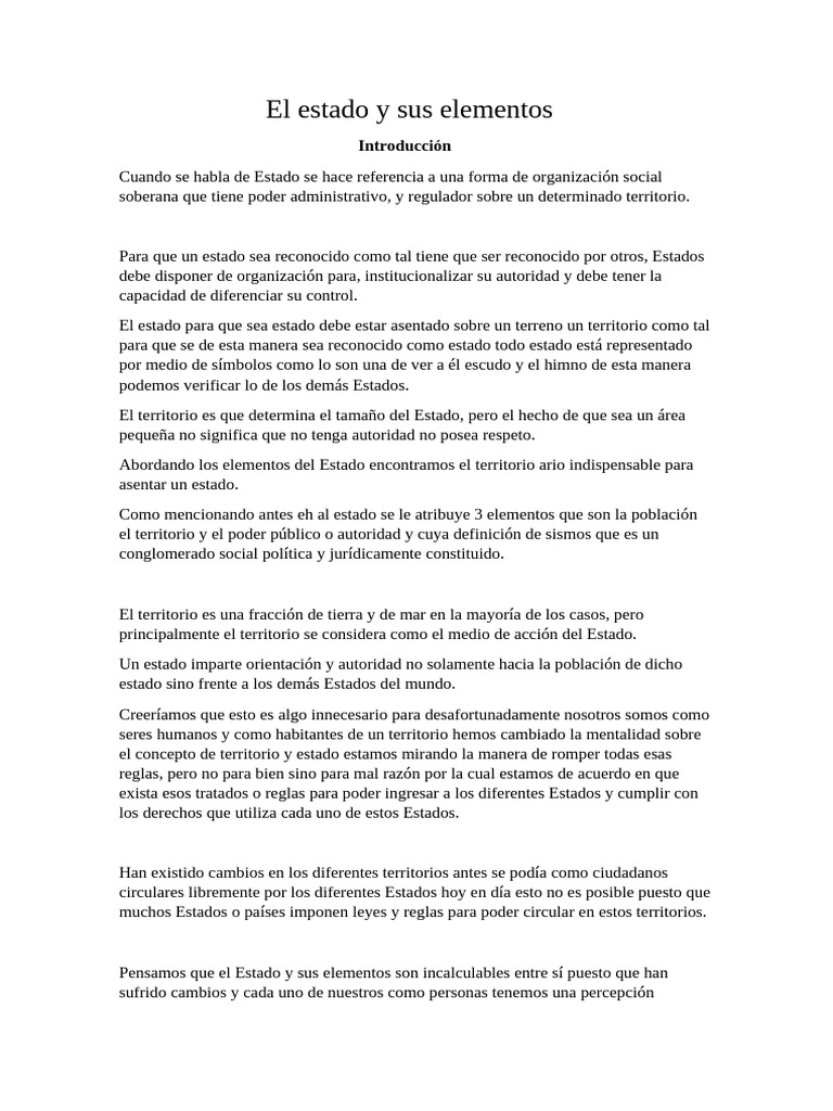 Elementos y Tipos del Estado | PDF | Estado (política)