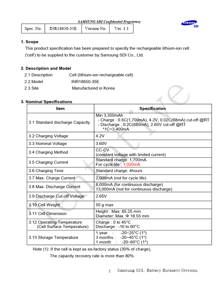samsung-35e-e | PDF | Rechargeable Battery | Lithium Ion Battery