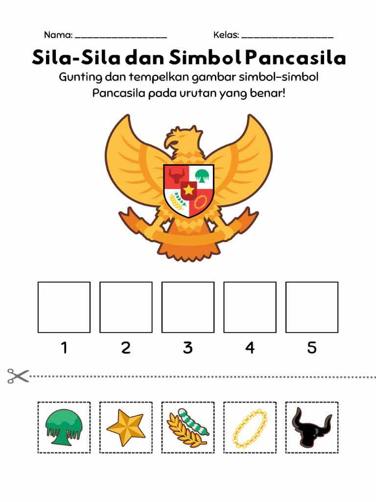 Lembar Kerja Sila-Sila dan Simbol Pancasila Ilustrasi Putih.pdf | PDF