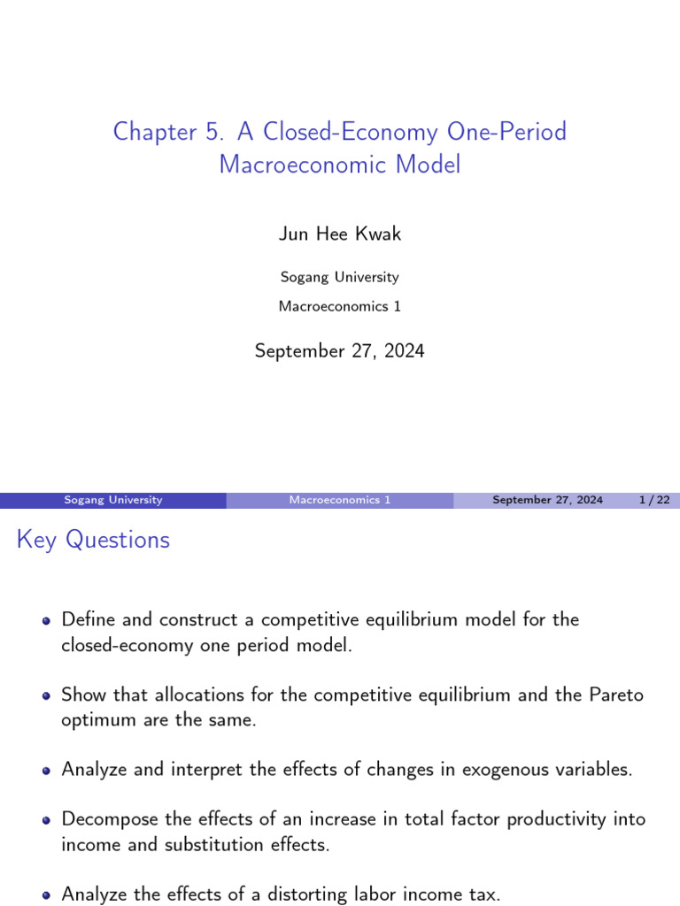 Note 5. One Period Model | PDF | Welfare Economics | Labour Economics