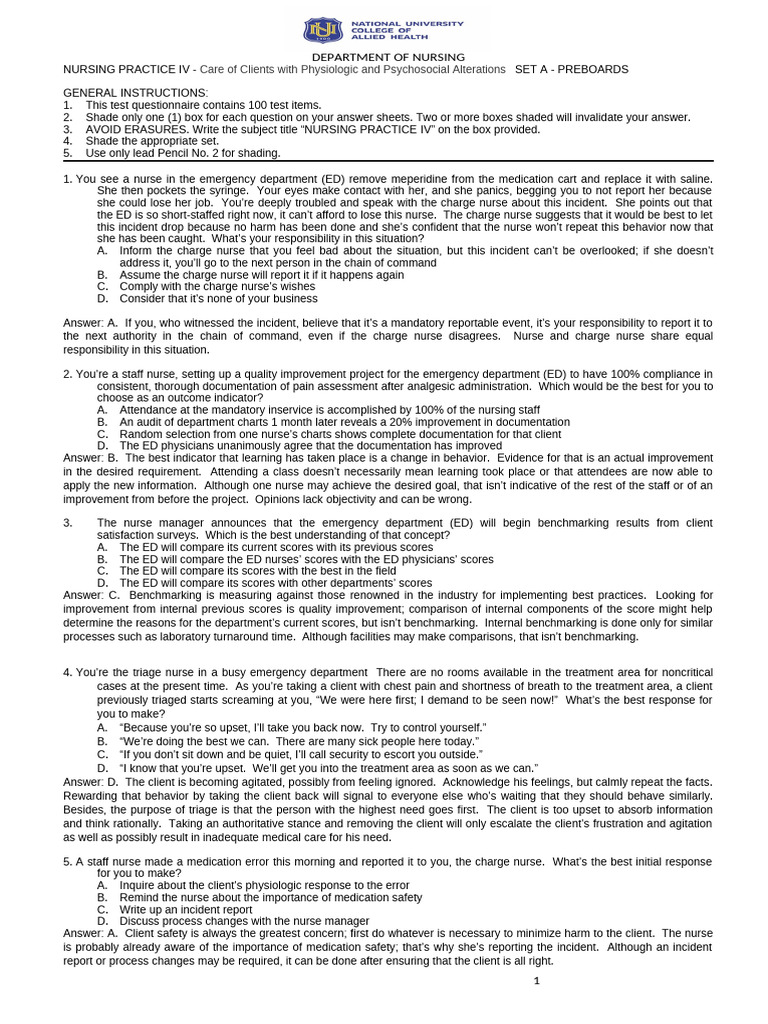 Nursing Practice IV Preboard Exam | PDF | Mood Disorders | Major Depressive Disorder