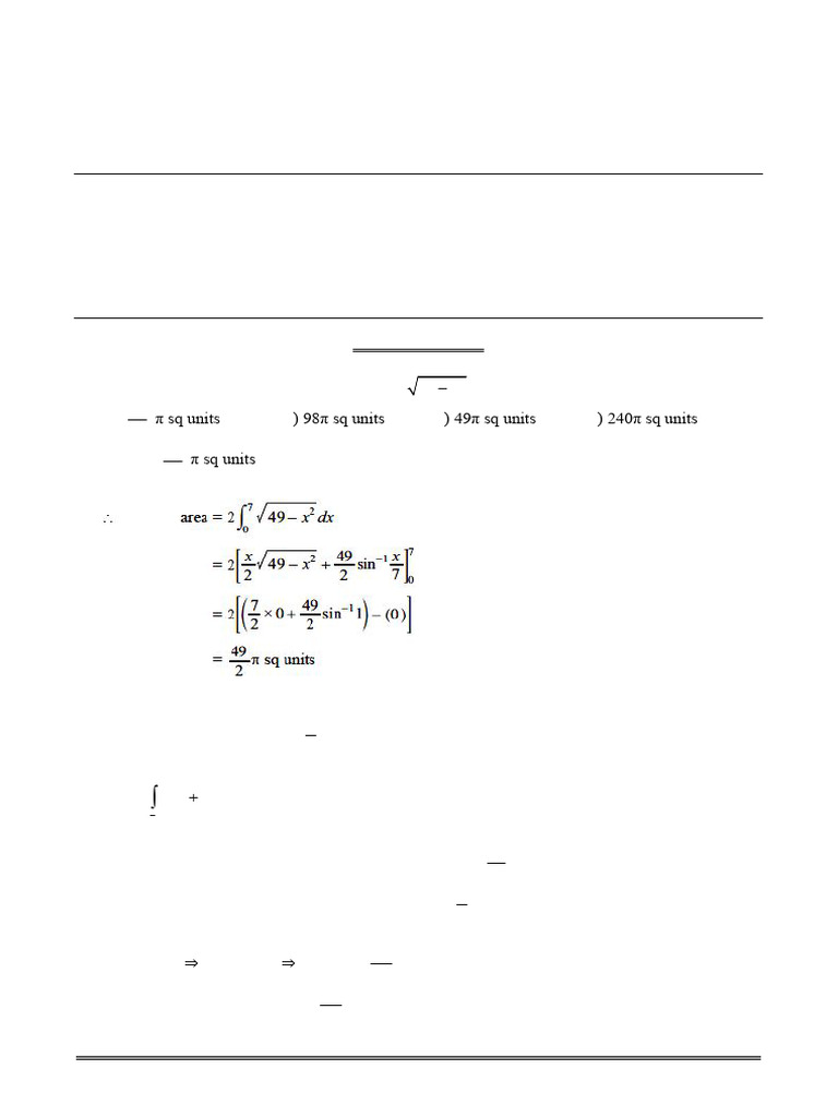Maths Class Xii Chapter 08 Application of Integrals Practice Paper 09 ...