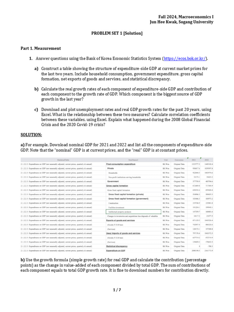 Problem Set 1 Solution | PDF | Gross Domestic Product | Economic Growth