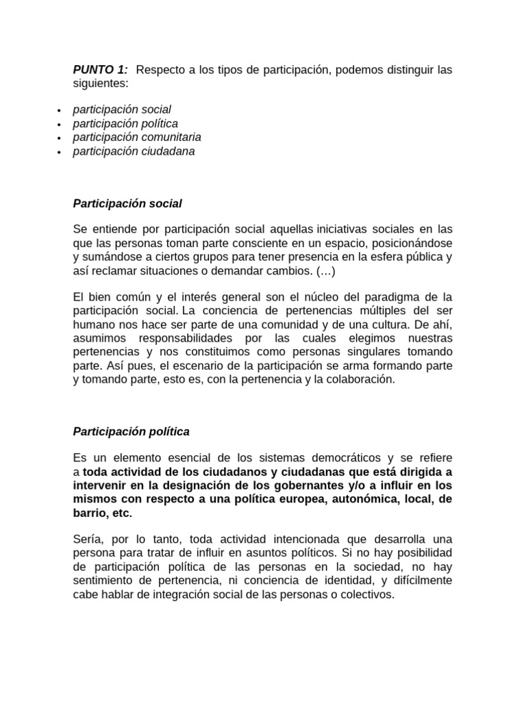 Tipos de Participación Ciudadana | PDF | Democracia | Ideologías políticas