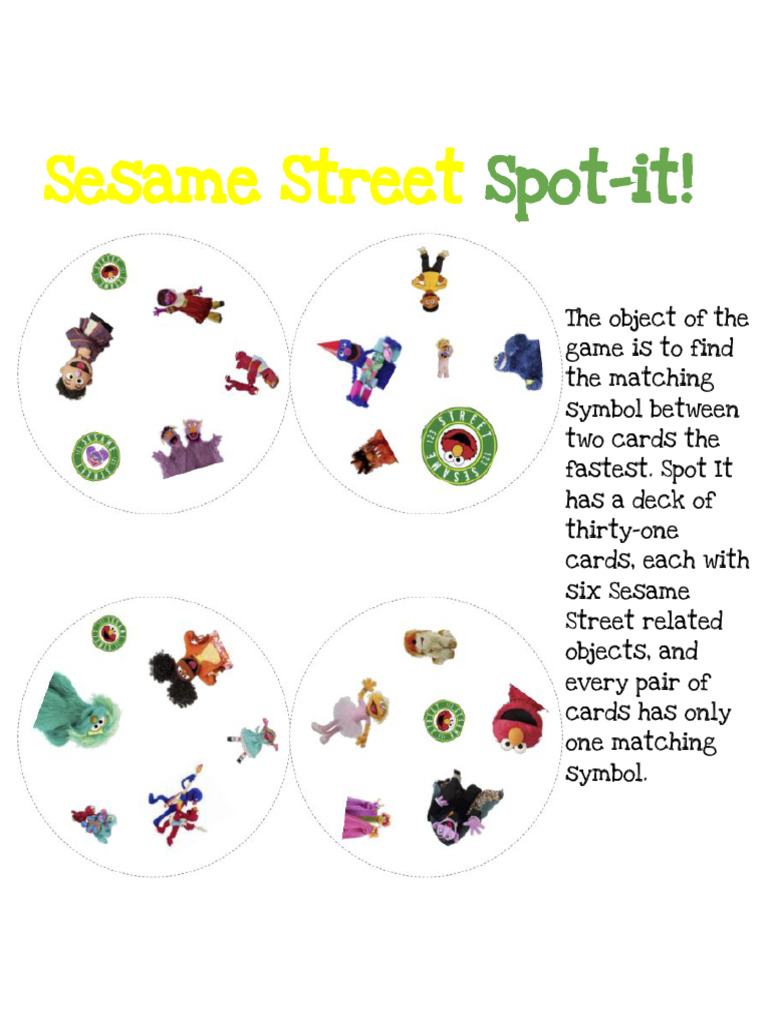 Sesame Street Spot-it Game Guide | PDF