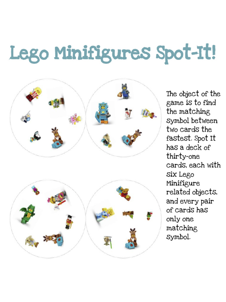 Lego Mini Figures Spot It | PDF | Games & Activities