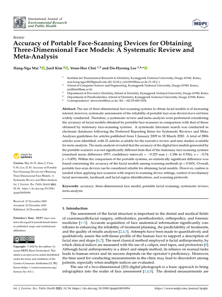 2021 - Accuracy of Portable Face-Scanning Devices For Obtaining Three-Dimensional Face Models A ...
