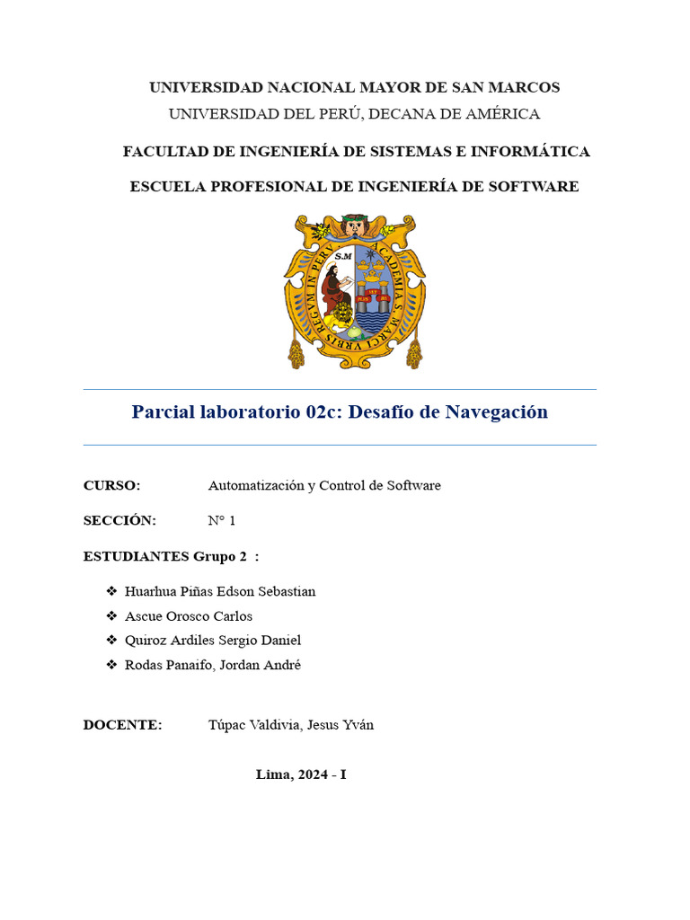 Grupo 2 - Parcial laboratorio 02c | PDF | Navegación | Robot