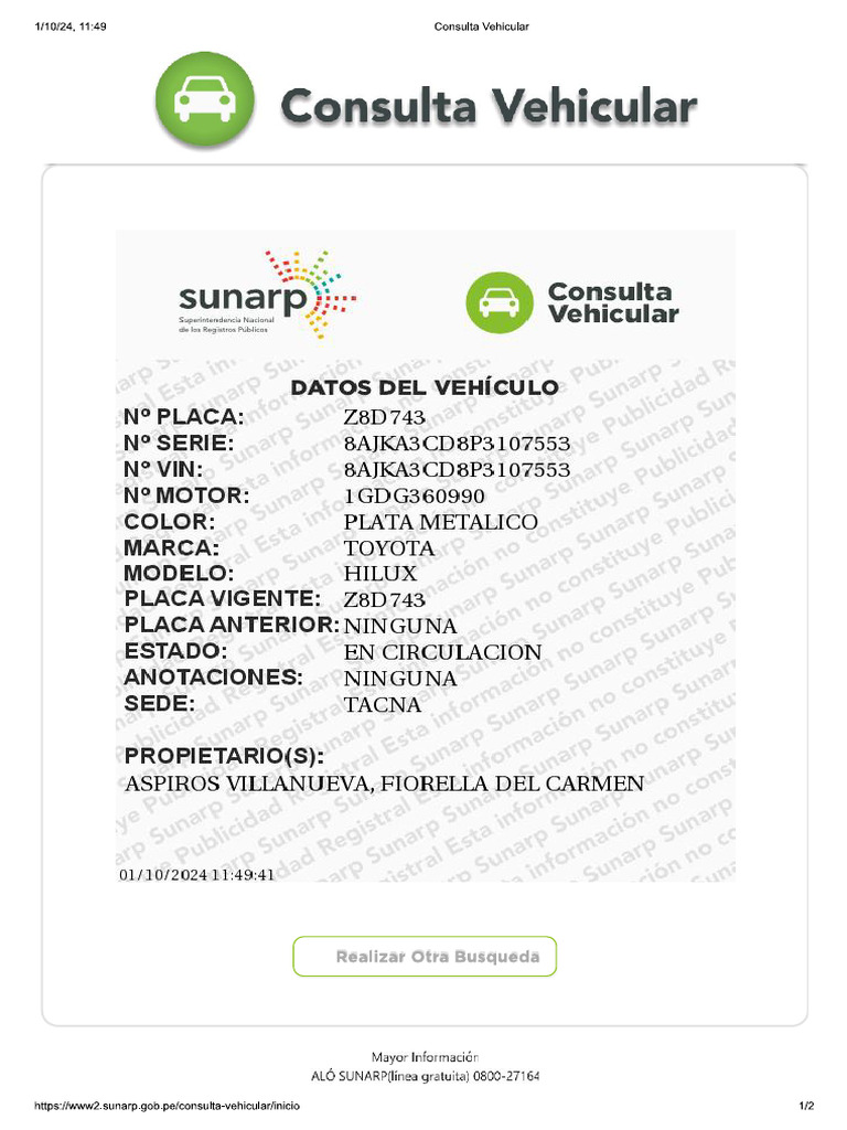 Consulta Vehicular Z8D743 | PDF