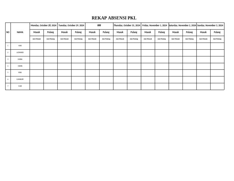 Absensi Pkl | PDF