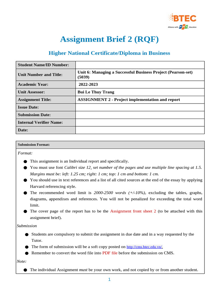 Unit-6 5039 BRIEF-Assignment-2 Guideline | PDF