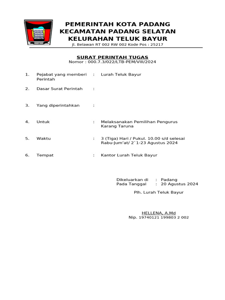 Surat Perintah Tugas | PDF