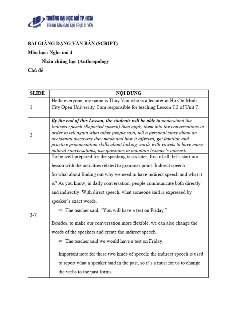 Script Unit 7 1.2 | PDF | Speech | Question Script Unit 7 1.2 | PDF | Speech | Question