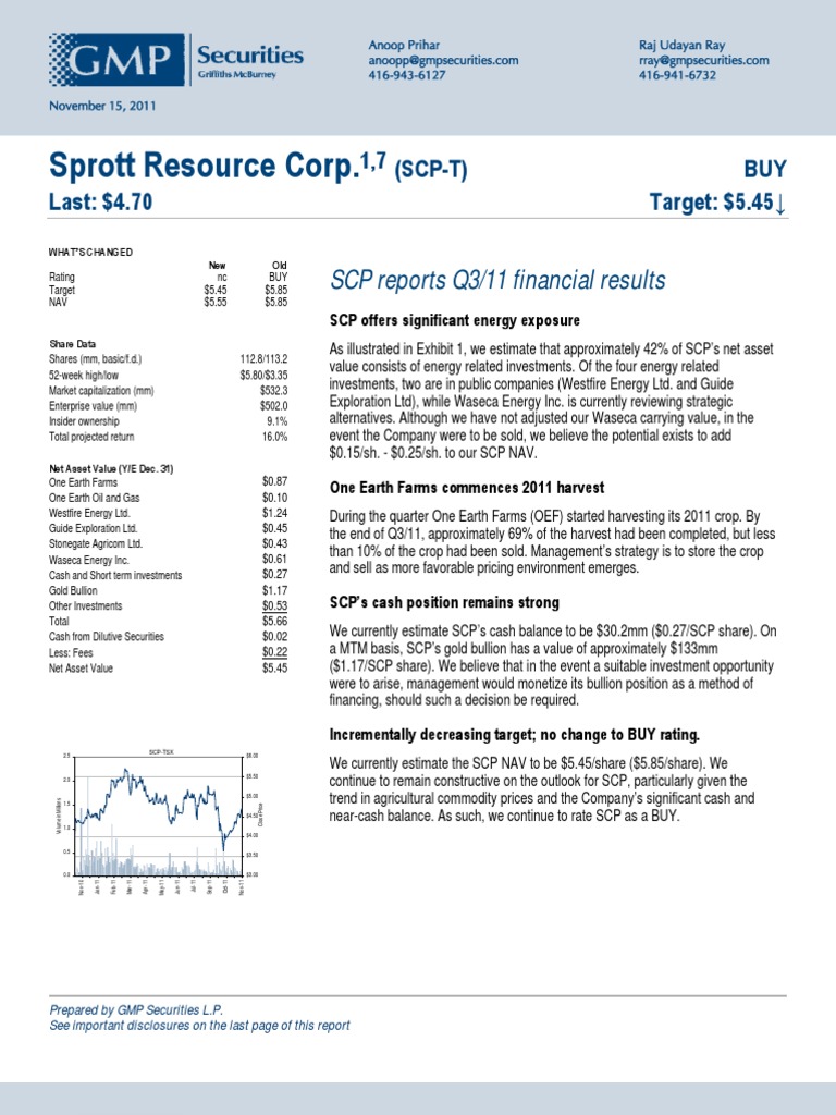 Sprott Resource Corp.: (SCP-T) BUY Last: $4.70 Target: $5.45 | PDF ...