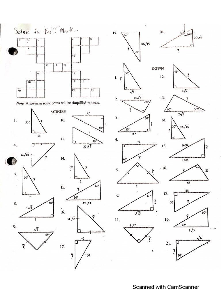 Special Right Triangles Puzzle | PDF