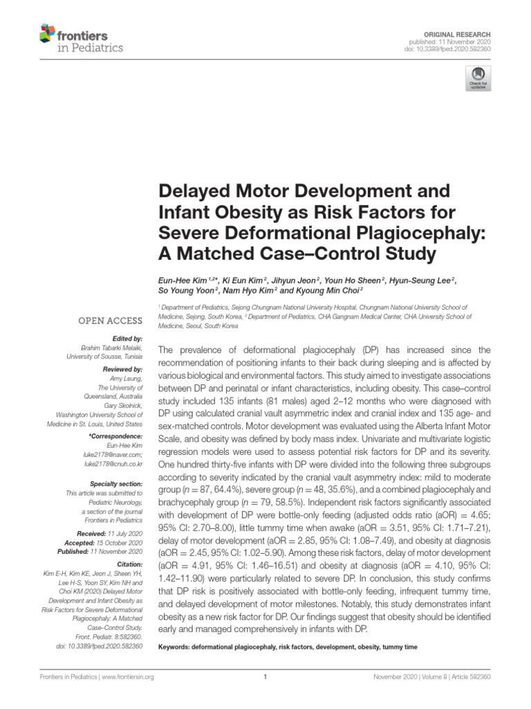 2020 - Delayed Motor Development and Infant Obesity As Risk Factors For ...
