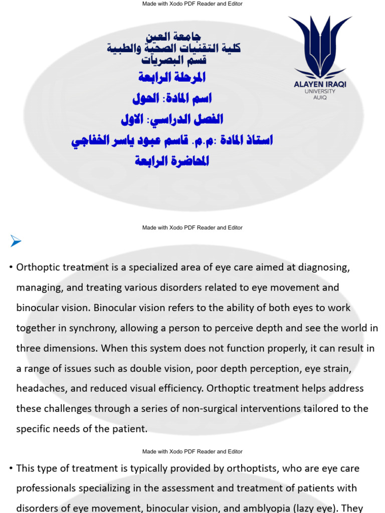 Orthoptic Treatment 4 638646251216774776 | PDF | Eye | Nervous System