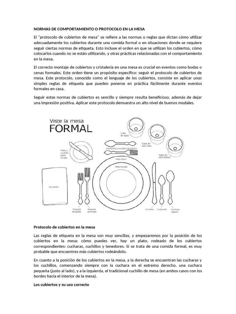 Protocolo de Cubiertos en la Mesa | PDF | Cuchillería