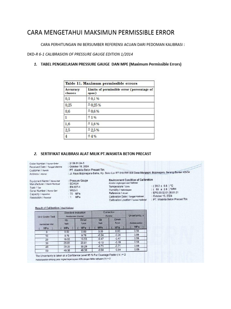 Cara Mengetahui Maksimun Permissible Error | PDF