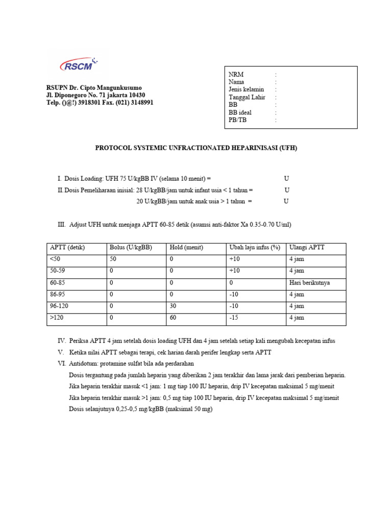 Protokol Heparinisasi | PDF
