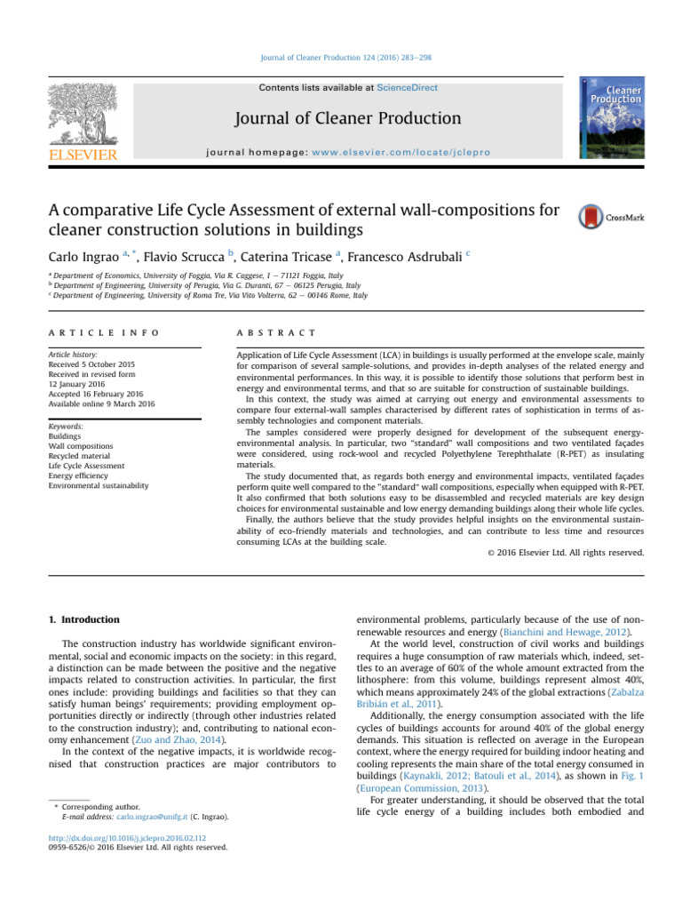 A Comparative Life Cycle Assessment of External Wall-Compositions For ...
