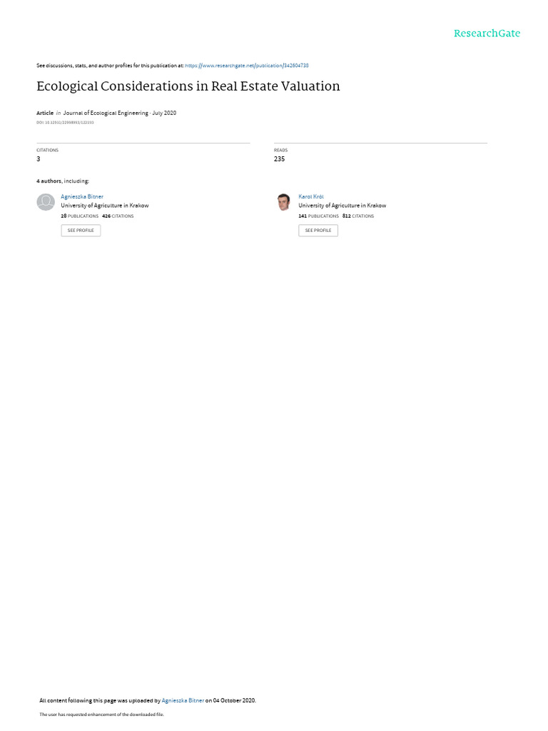 Ecological Considerations in Real Estate Valuation: Journal of ...