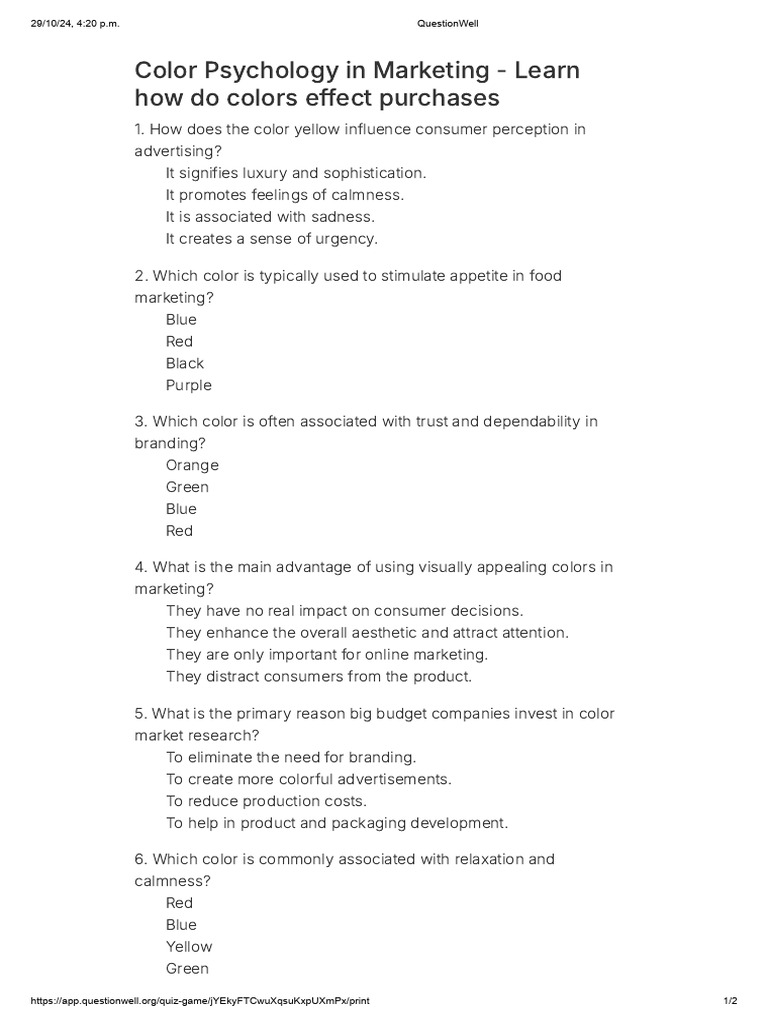 Psychology of Color | PDF | Color | Psychology