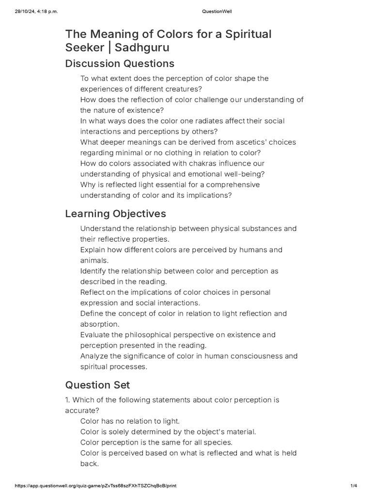 Meaning of Color For The Spiritual Seeker | PDF | Color | Perception