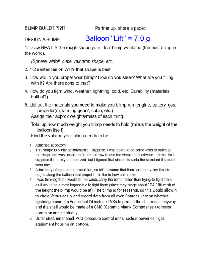 Blimp Doc 1 | PDF
