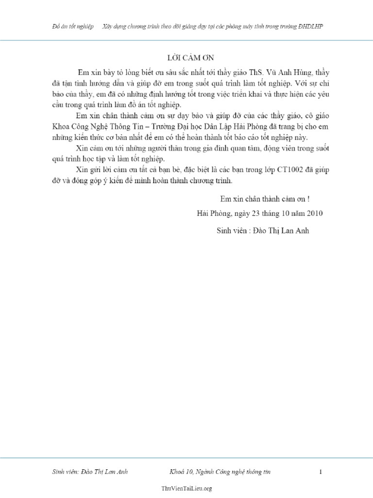 Đồ án Xây dựng chương trình theo dõi giảng dạy tại các phòng máy tính trong trường ĐHDLHP - do ...