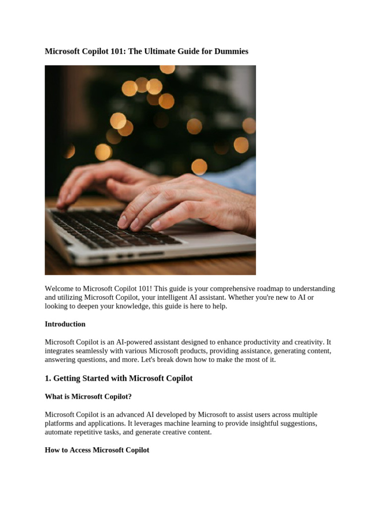 Microsoft Copilot 101 The Ultimate Guide For Dummies | PDF | Microsoft Excel | Computing