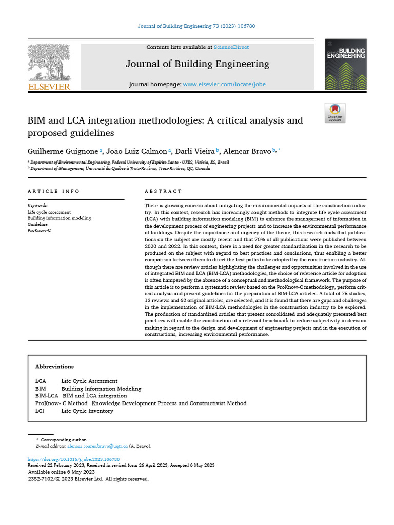 BIM and LCA Integration Methodologies A Critical Analysis and Proposed Guidelines | PDF | Life ...
