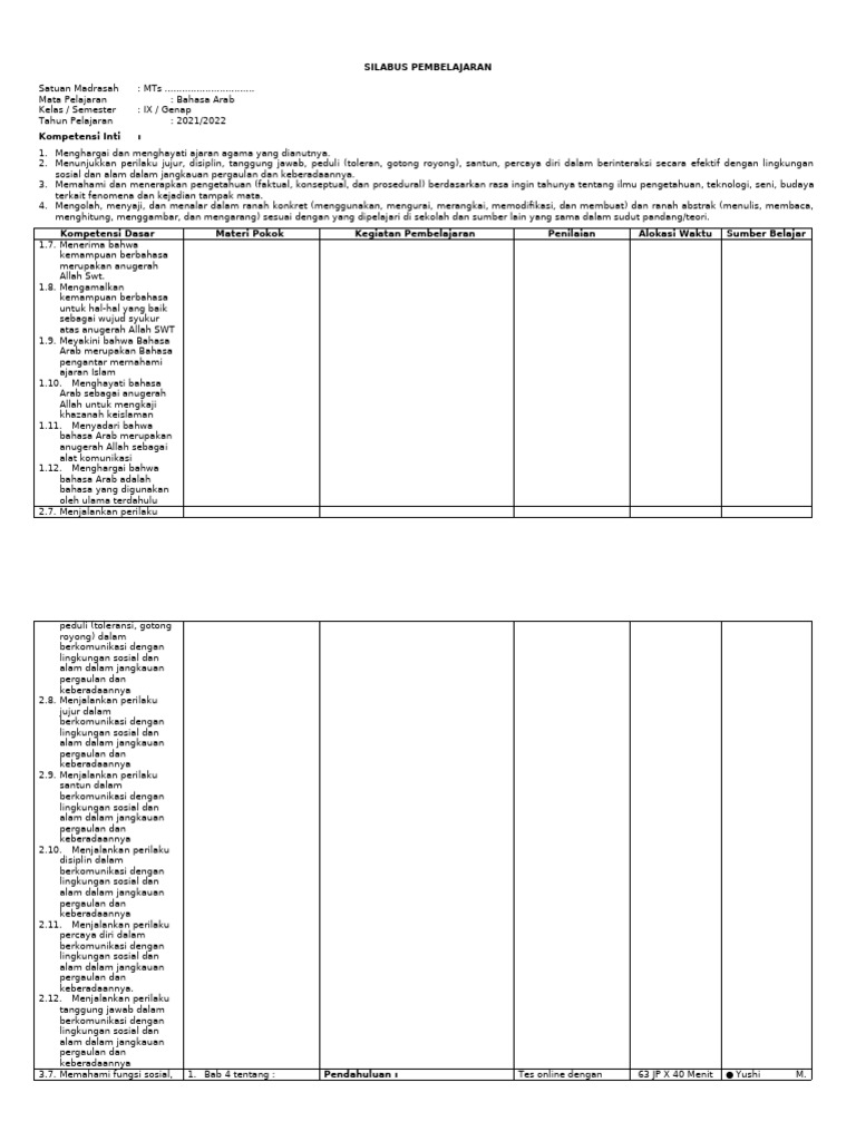 Atab Silabus SEM 2 | PDF