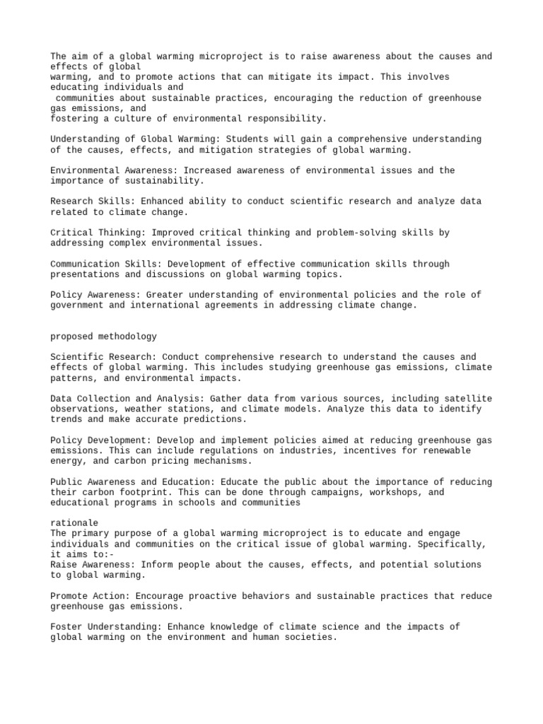 The Aim of A Global Warming Micropr | PDF | Climate Change | Climate ...