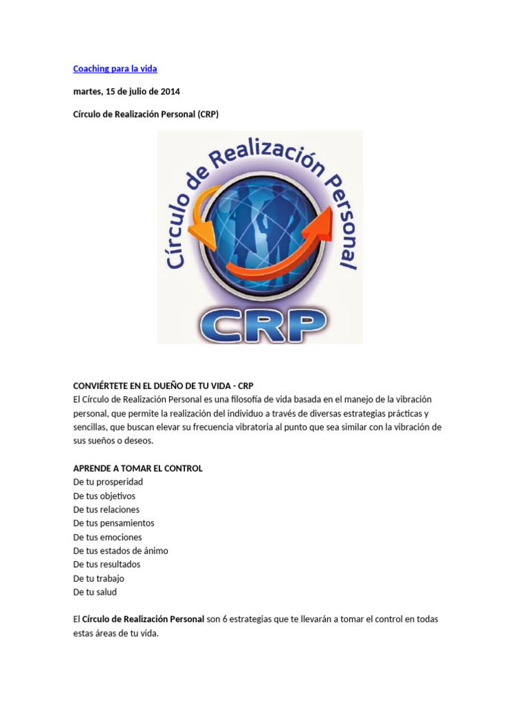 Estrategias del Círculo de Realización Personal | PDF | Desarrollo ...